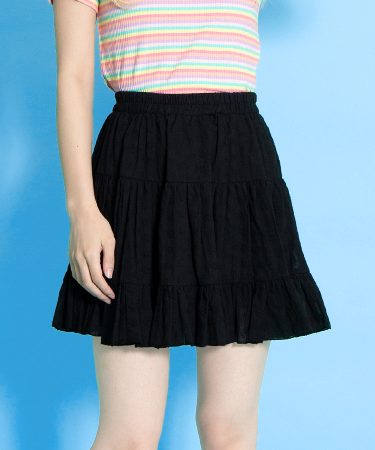 コットンレースティアードミニスカート[商品：PN25SS-039] - PUNYUS Online Store / 公式通販